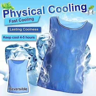 China Verdampend ijs koel vest Blauw PVA water geactiveerd vest met reflecterend band airconditioner jas voor buiten Te koop