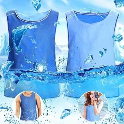 China Verdampend ijs koel vest Blauw PVA water geactiveerd vest met reflecterend band airconditioner jas voor buiten Te koop