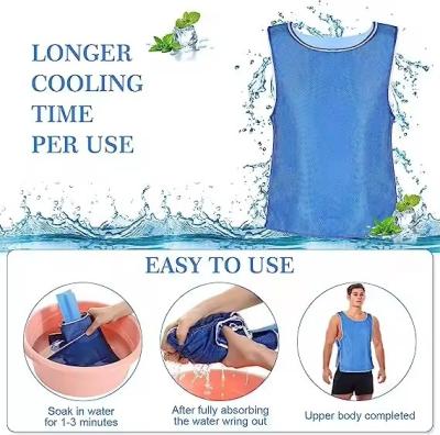 China Verdampend ijs koel vest Blauw PVA water geactiveerd vest met reflecterend band airconditioner jas voor buiten Te koop