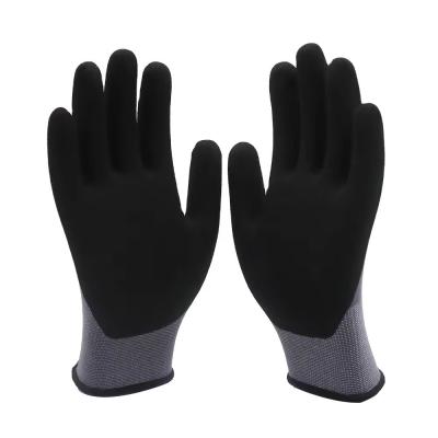 China 15G Nylon Spandex Sandy Nitrile Coated Gloves Work Gloves Safety Construction Nitrile Coated Gloves for sale