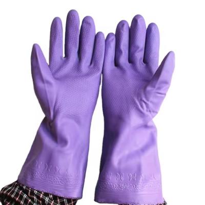 China Purper PVC Huishoudelijke veiligheid Handschoenen latexhandschoen mode hoogwaardige rubberen vaatwashandschoenen Te koop