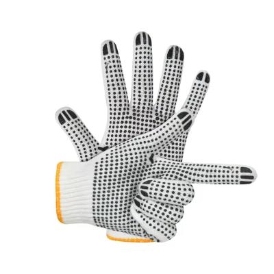 China PVC Black Double-Sided Dotted Cotton Knitted Work Gloves Construction / Hand Protection / Anti Slip And Durable Glov for sale