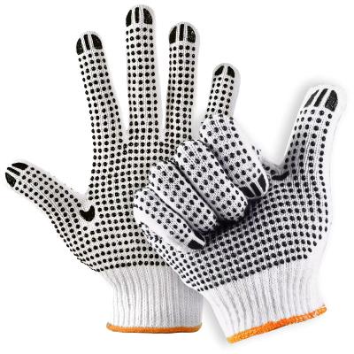 China PVC Black Double-Sided Dotted Cotton Knitted Work Gloves Construction / Hand Protection / Anti Slip And Durable Glov for sale