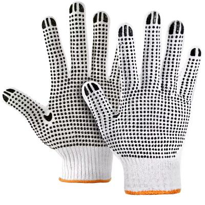 China PVC Black Double-Sided Dotted Cotton Knitted Work Gloves Construction / Hand Protection / Anti Slip And Durable Glov for sale