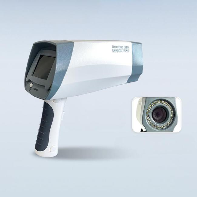 Close-up view of colposcope examination procedure