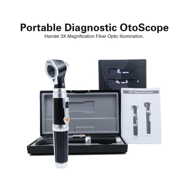 Complete otoscope kit with multiple specula sizes and accessories