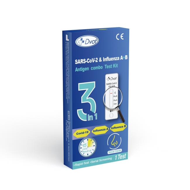 Test kit in use with nasal swab