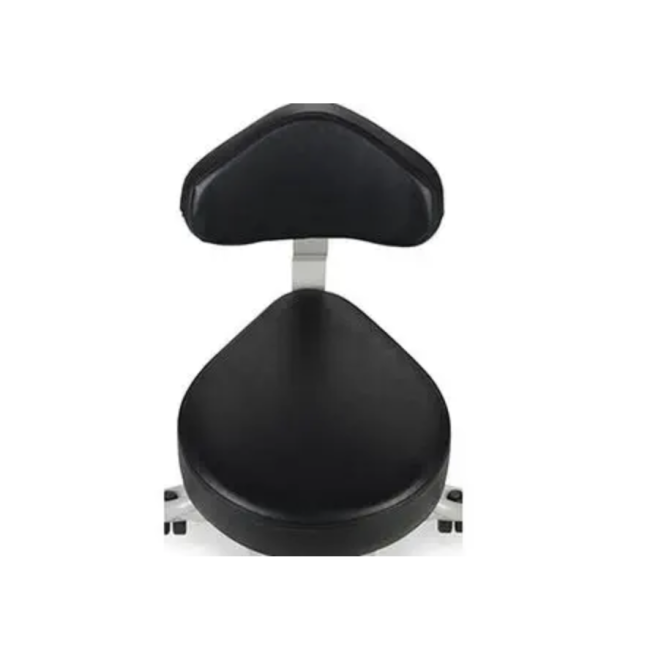 Close-up of surgical stool's dual-density foam seat