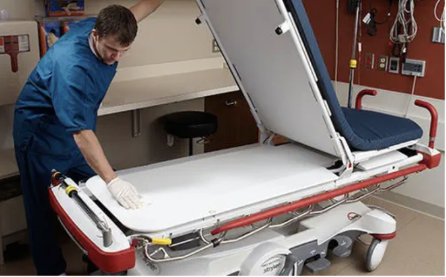 Prime X-ray Stretcher side view showing height adjustment