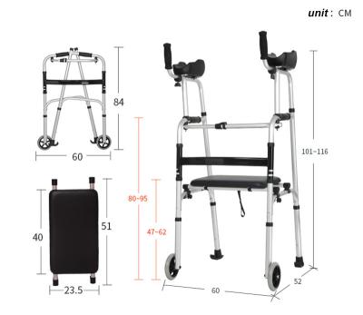 China Dauerhafter Mat Mobility Walker Rollator Aluminum-Falten-Leichtgewichtler justierbar zu verkaufen