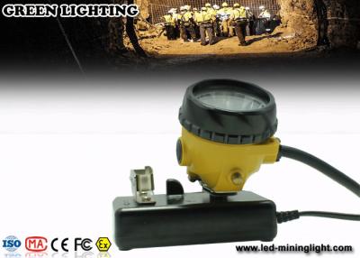 China LED Two Charging Way IP68 Miners Cap Lamp with Warning Light , 28000lux Superbright for sale