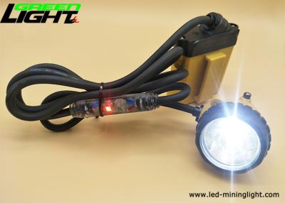 China Rechargeable Mining Led Corded Cap Lamp with red warning Cable light 10.4Ah SAMSUNG Battery 25000lux high quality for sale