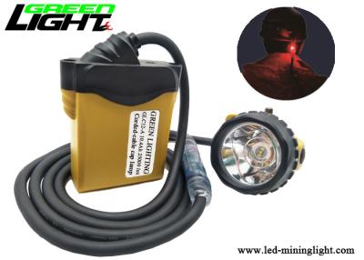 China 3W Coal Miners Headlamp , 25000lux 10.4Ah Miners Cap Lamp Cable Rear Warning Light for sale