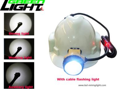 China IP68 LED Miners Cap Lamp 25000lux 10.4Ah SAMSUNG Battery Pack 800mA 4 Light Modes for sale