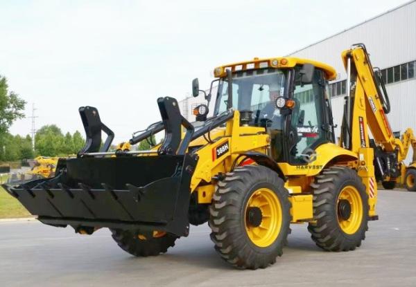 Quality Cummins Engine 4WD Backhoe Loader SAM388H with 6 in 1 Bucket Hot Sale in Angola for sale