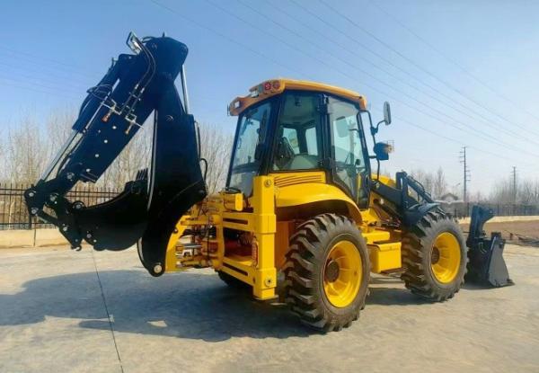 Quality Cummins Engine 4WD Backhoe Loader SAM388H with 6 in 1 Bucket Hot Sale in Angola for sale