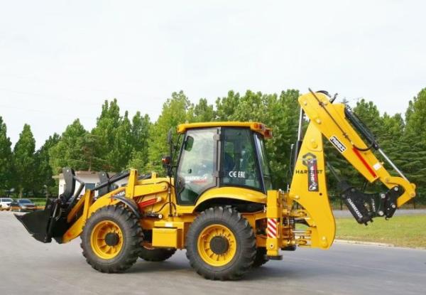 Quality Cummins Engine 4WD Backhoe Loader SAM388H with 6 in 1 Bucket Hot Sale in Angola for sale
