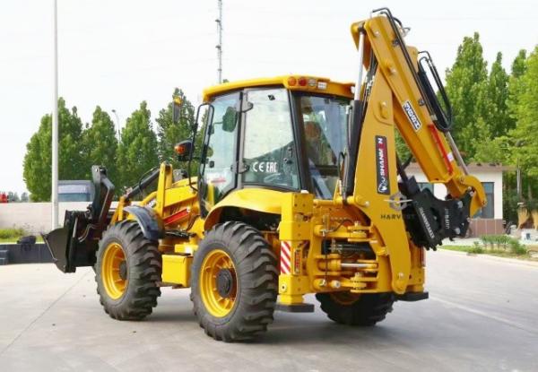 Quality Cummins Engine 4WD Backhoe Loader SAM388H with 6 in 1 Bucket Hot Sale in Angola for sale