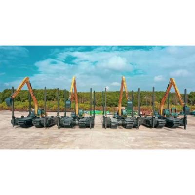 China China Brand Floating Swamp Digger 30 Ton Crawler Amphibious Excavator Xe220GSLL with extended arm, positioning rod, enlarged fuel tank, enlarg pontoons for Wetlands and Marshes Use for sale
