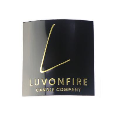 China Black Metal Perfume Label Custom Embossable Aluminum Labels Light Luxury for sale