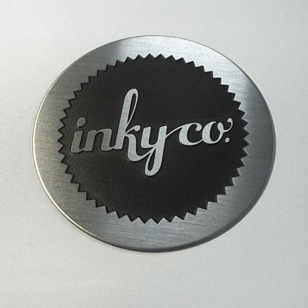 Quality Customized Circular Etched Stainless Steel Nameplate Filled With Black Paint for sale