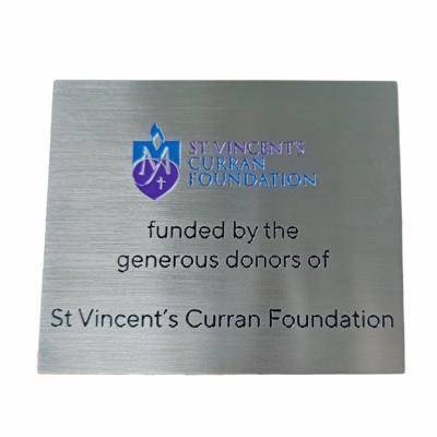 China Custom Stainless Steel Nameplate With Brushed Finish And Multi-Color Infill for sale