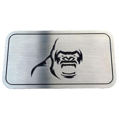 China Custom Stainless Steel Etching Brand Logo Label With Black Paint Inside With 3M Adhesive for sale