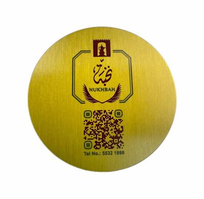 China Custom Aluminum Gold Base Plate Label Red Printing Nameplate Metal Barcode Tag for sale