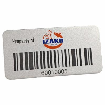 China Customized Metal Bar Code Label Aluminum Laser Serial Number Asset Label For Outdoor Use for sale