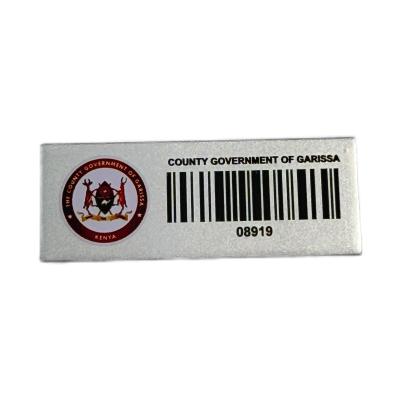 China Custom Aluminum QR Code Name Plates Printed Aluminum Inventory Tags for sale