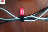 China Custom Logo Black Nylon Hook and Loop Fastener Straps 10-150mm for Electrical Cable for sale