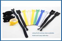 China Adjustable Double Sided Hook Loop Cable Ties 15x200mm Colorful Reusable Cord Ties for sale