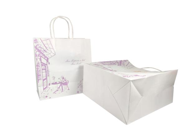 Quality Purple European Street Illustration Paper Gift Bag with Handles for sale