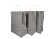 Quality Gray Paper Shopping Bag with White Lettering and Handles for sale