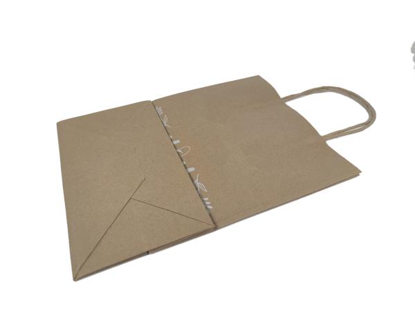 Quality Kraft-Look Paper Gift Bag with White Script and Leaf Motifs for sale