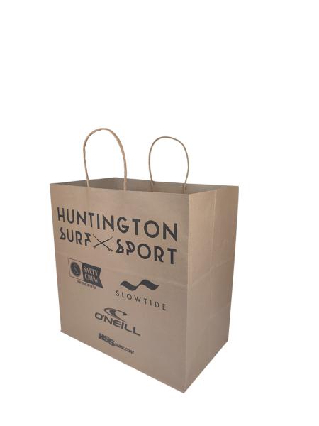 Quality Surf-Inspired Brown Paper Shopping Bag with Handles for sale