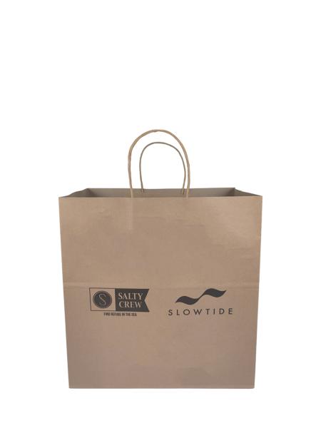 Quality Surf-Inspired Brown Paper Shopping Bag with Handles for sale