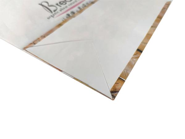 Quality White Paper Bakery Bag with Bread Print and Handles for sale