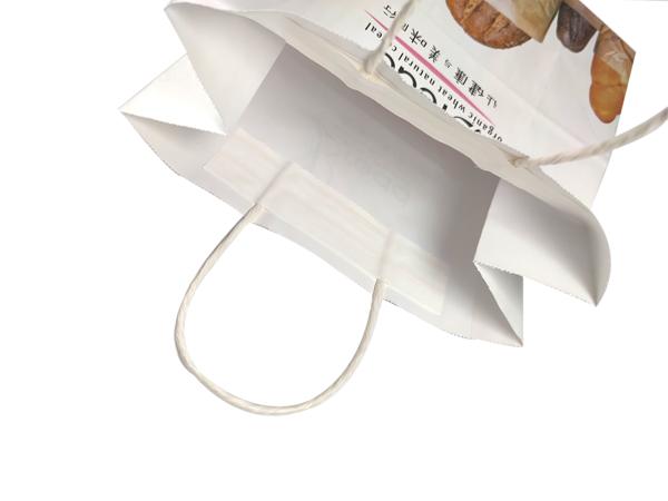 Quality White Paper Bakery Bag with Bread Print and Handles for sale