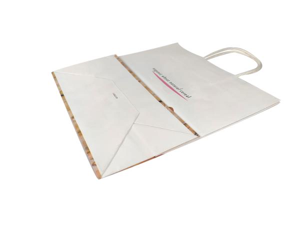 Quality White Paper Bakery Bag with Bread Print and Handles for sale