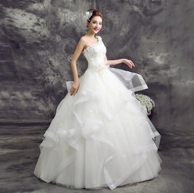 China China Wedding Dress One-Shoulder Hi-Lo Wedding Dress LXHS-1428 for sale