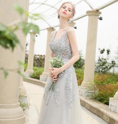 China Elegant court train Appliques sash wedding dress / sleeveless wedding bridal gowns LXHS-1175 for sale
