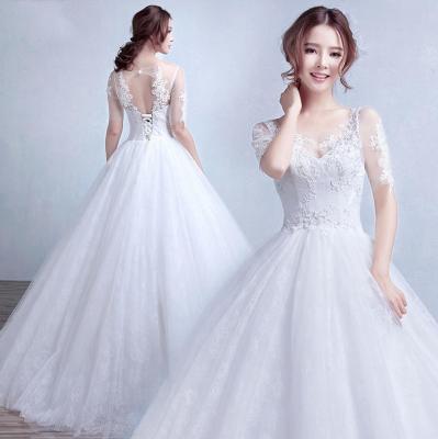 China Fashion Half Sleeve Open back Appliques wedding dress gowns for Bridal, Girls, Women LXHS-1338 for sale
