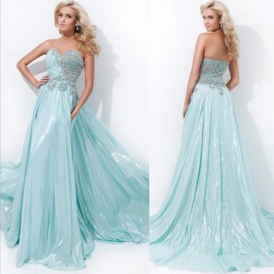 China Light Green Strapless Sweetheart party dresses / heart shaped prom dresses long LXLSQ-1789 for sale