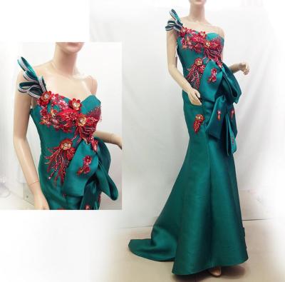 China Red Flower Open back Evening Party Dresses in Green LXLSQ-1386 for sale