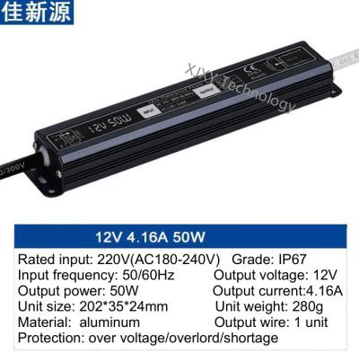 Cina Alimentatore per striscia luminosa a LED impermeabile 12V 50W 4.16A Scatola luminosa sepolta IP67 in vendita