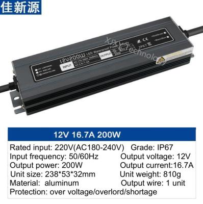 Cina IP67 Impermeabile LED Strip Light Alimentatore Light Box 12V 200W LED Driver in vendita