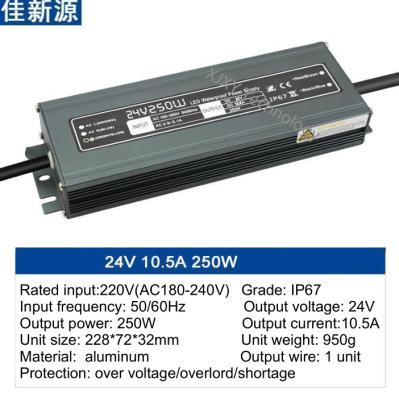 Cina Alimentatore per insegne al neon 24V 250W Modulo LED per insegne luminose impermeabili IP67 in vendita
