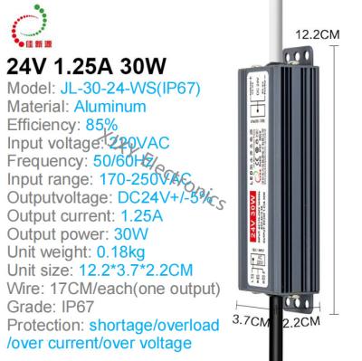 Cina Driver LED impermeabile ultra sottile IP67 24V 30W per scatola luminosa modulo LED in vendita