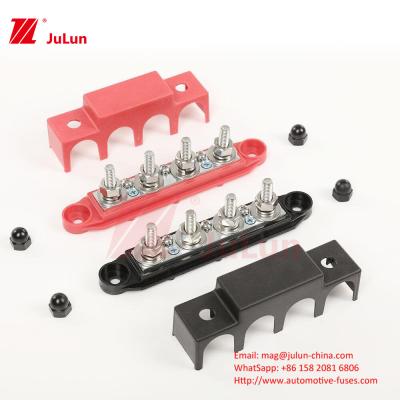 China Rv Yacht Bus M8M10 hoge stroom bedrading knop Rood zwart 4-knop distributie blok collectieve balk Te koop